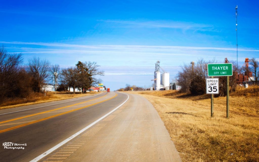 Entering Thayer from South – City of Thayer, Kansas